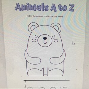 Animals Alphabet A to Z Coloring and Tracing Worksheet. Printable and ...