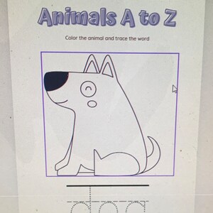 Animals Alphabet A to Z Coloring and Tracing Worksheet. Printable and ...