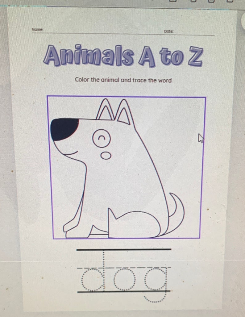 Animals Alphabet A to Z Coloring and Tracing Worksheet. Printable and ...