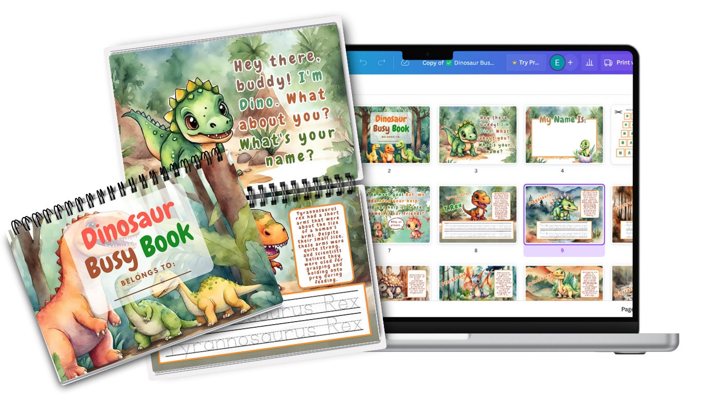 Dinosaur Busybooks Editable Template - Etsy