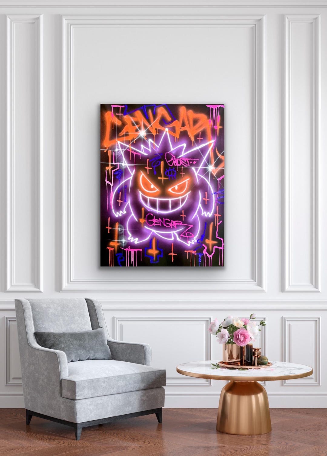 Gengar Ghost Neon Led - 100% Handmade Pokémon Original Painting - Etsy