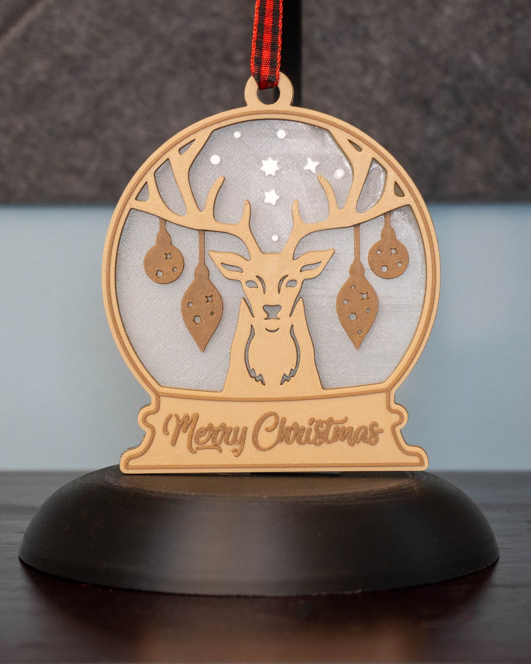 Christmas Ornaments, 3D Printed Snow Globe Christmas Ornaments, Holiday ...