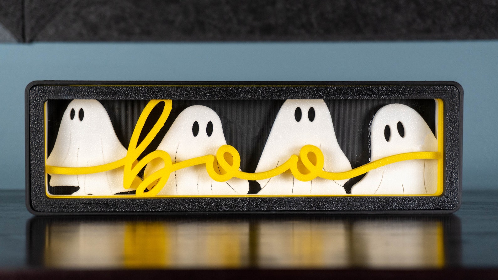 3D Printed Halloween Ghost Shadowbox Sign 'boo' Script Font With 4 ...