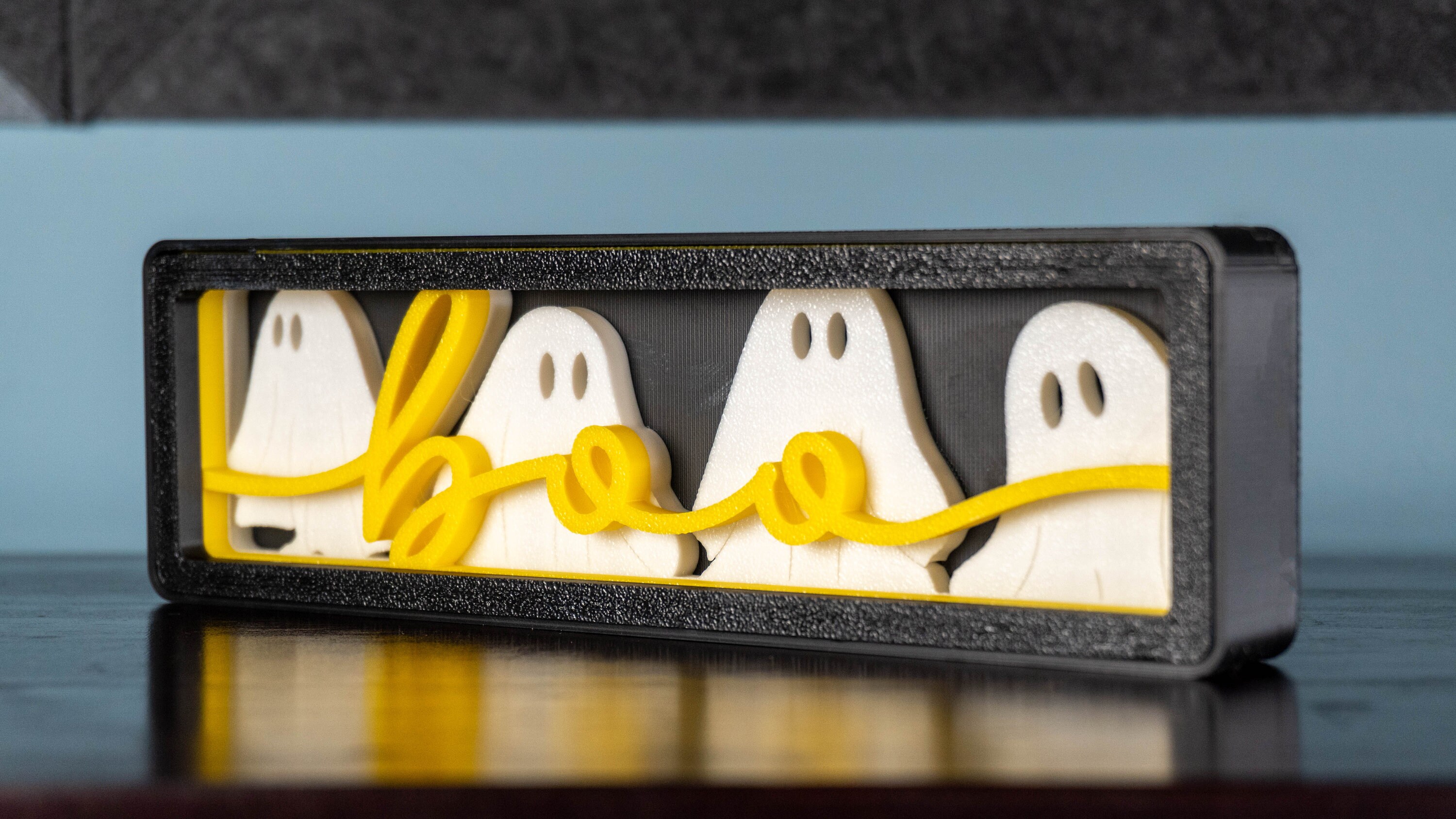 3D Printed Halloween Ghost Shadowbox Sign 'boo' Script Font With 4 ...