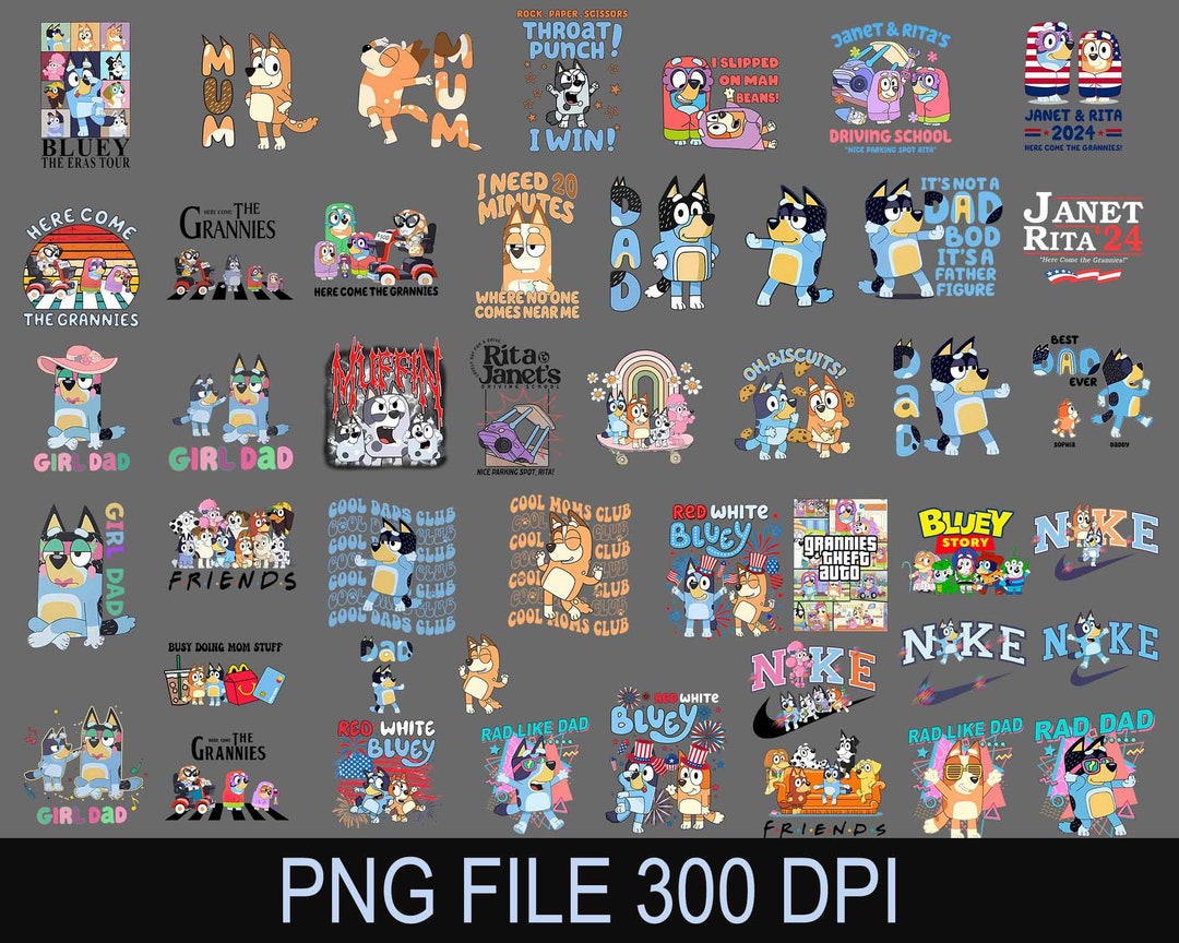 Midnight Bluey Png, Bluey the Eras Tour Png,janet and Rita for ...