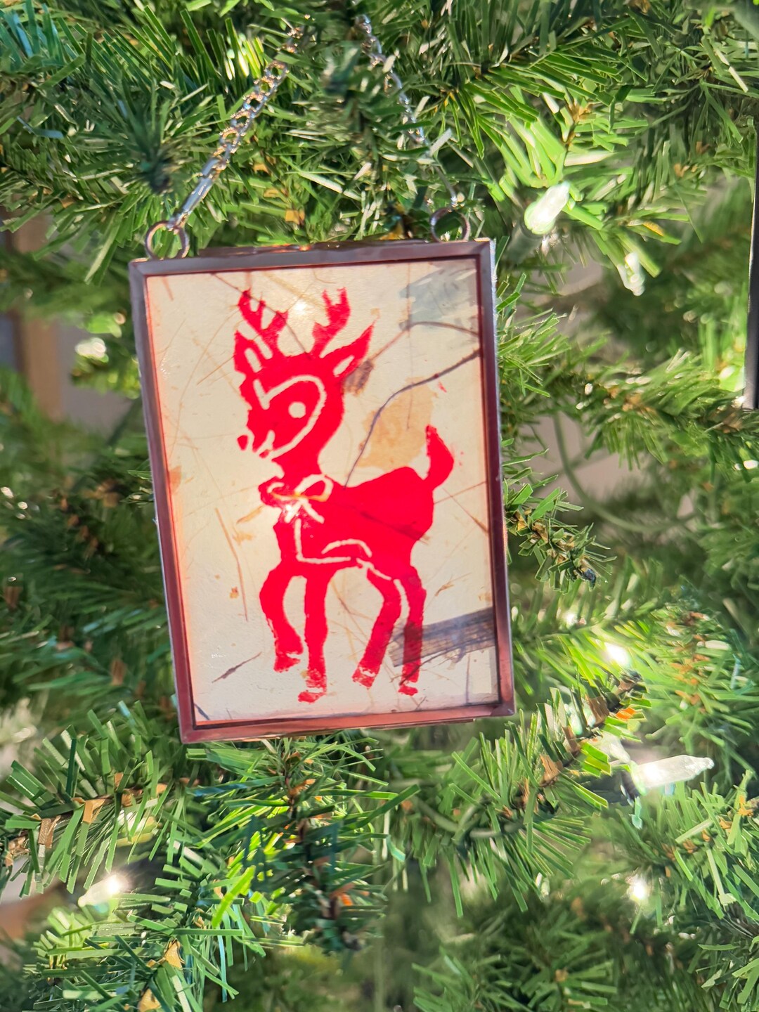 Handmade Linocut Christmas Ornament Reindeer - Etsy