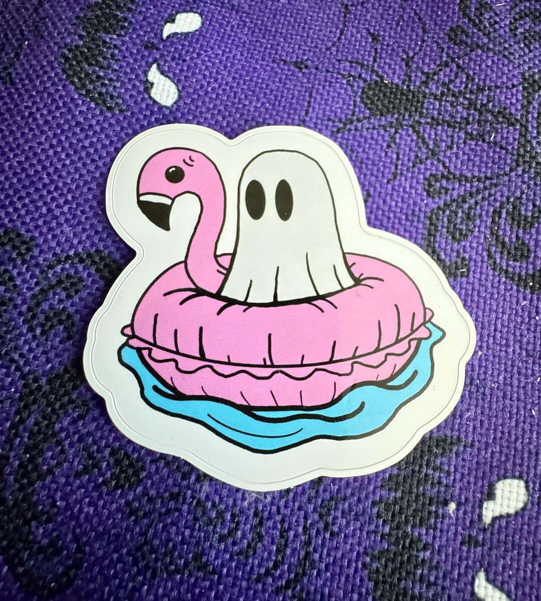 Sticker- Ghost and Their Flamingo Floatie - Etsy