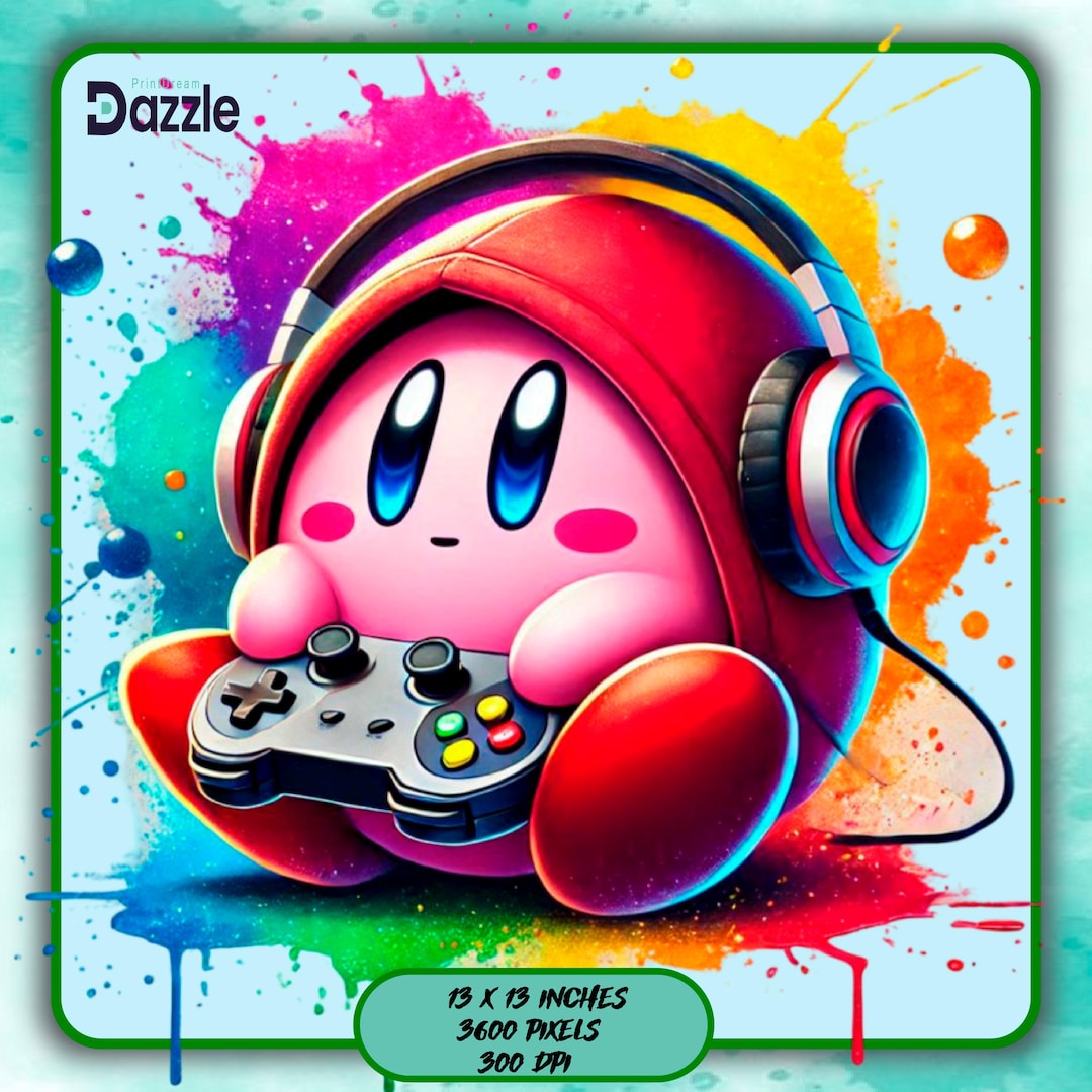 Kirby Gamer Watercolor Splash, Clipart Images, Graphics and Artwork ...