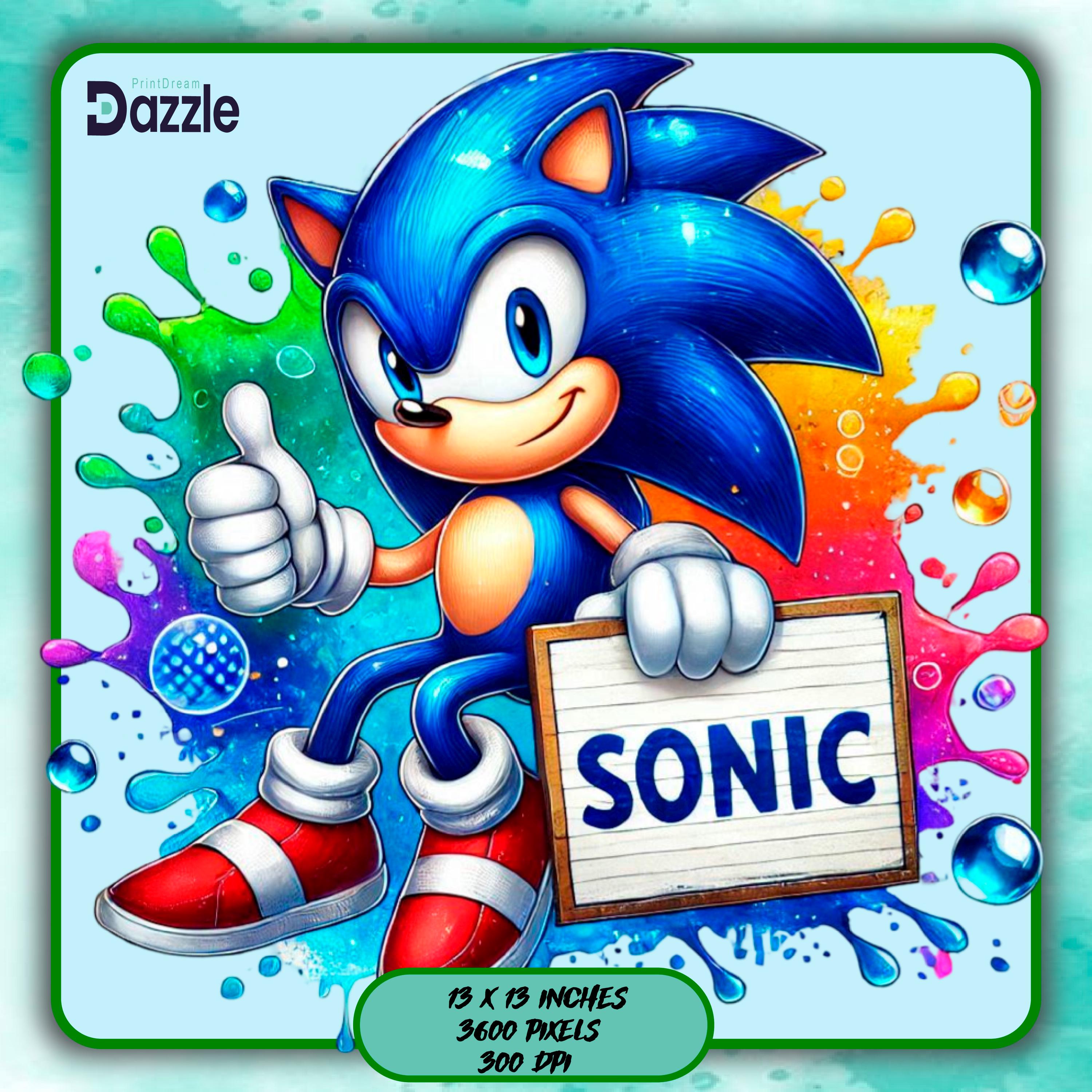 Personalized Sonic Sign Watercolor Splash, Clipart Images, Graphics and ...