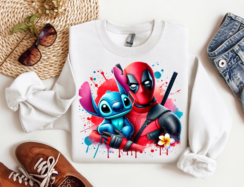 Deadpool and Stitch Watercolor Splash, Clipart Images, Graphics and ...
