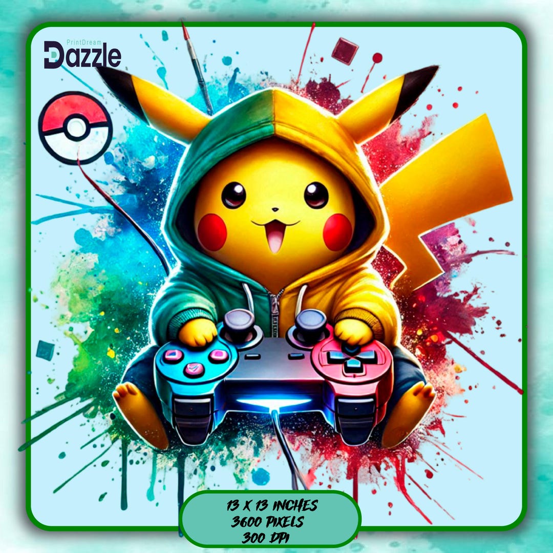 Pikachu Gamer Watercolor Splash, Clipart Images, Graphics and Artwork ...