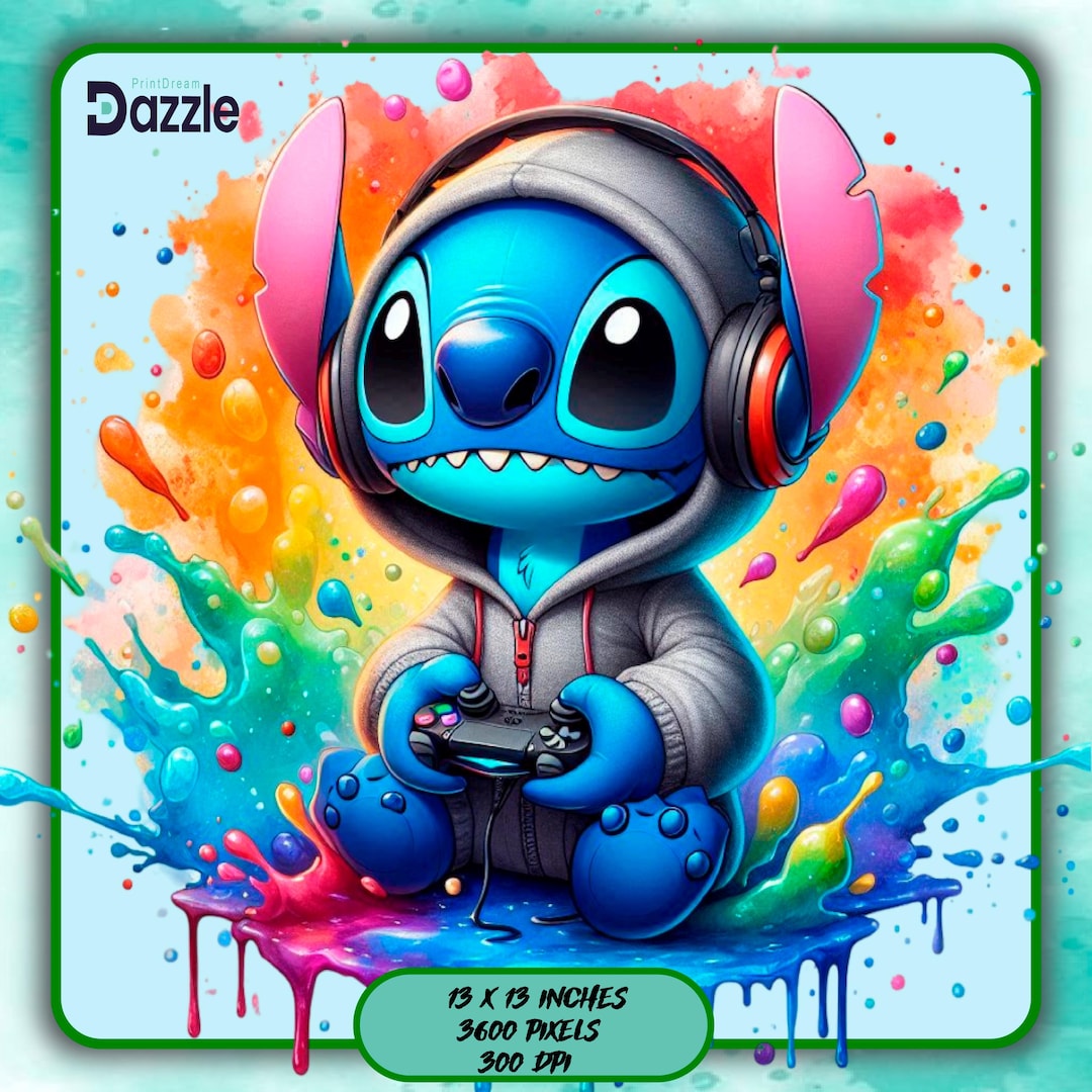 Stitch Gamer Watercolor Splash, Clipart Images, Graphics and Artwork ...