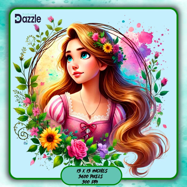Rapunzel Frame Watercolor Splash, Clipart Images, Graphics and Artwork ...
