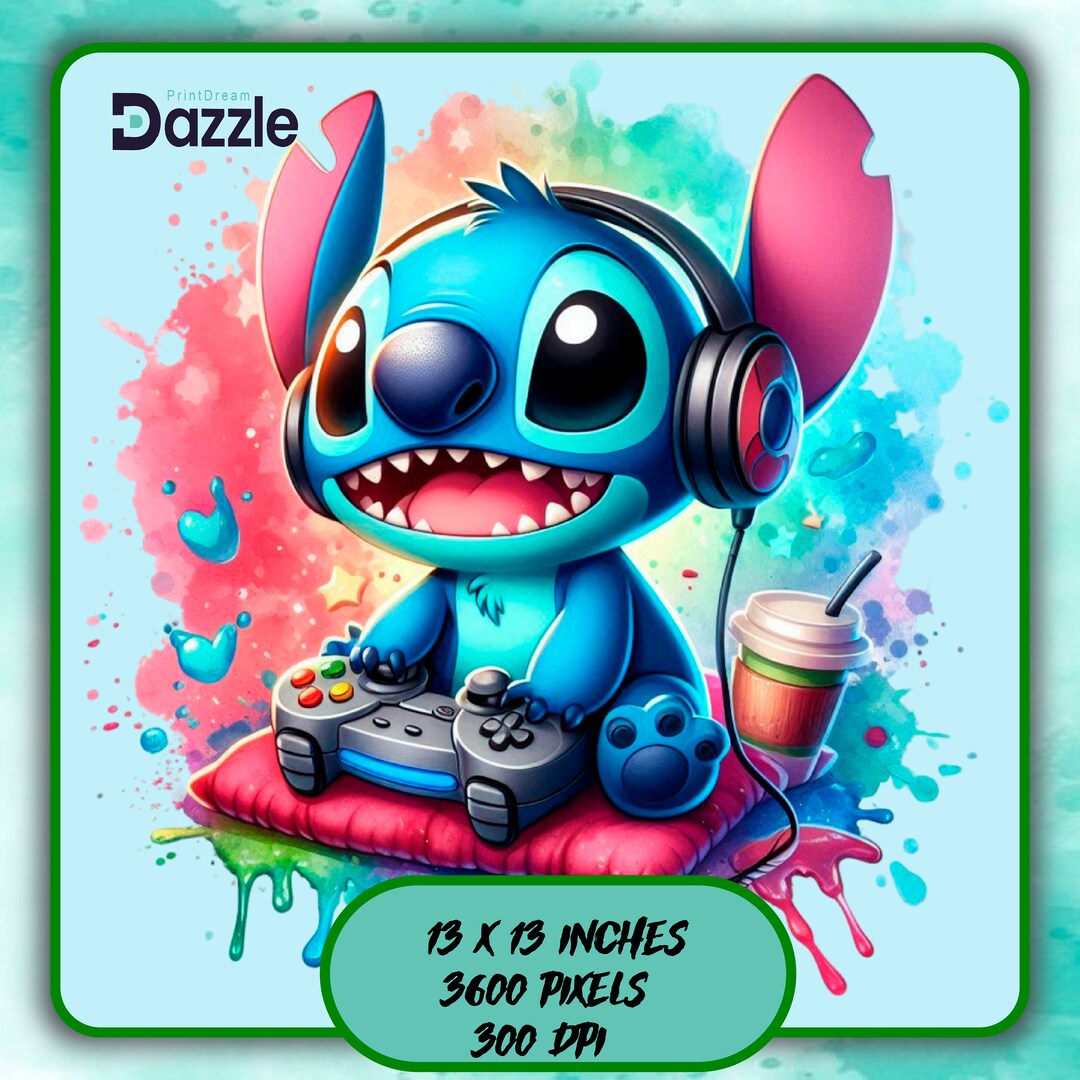 Stitch Gamer Watercolor Splash, Clipart Images, Graphics and Artwork ...