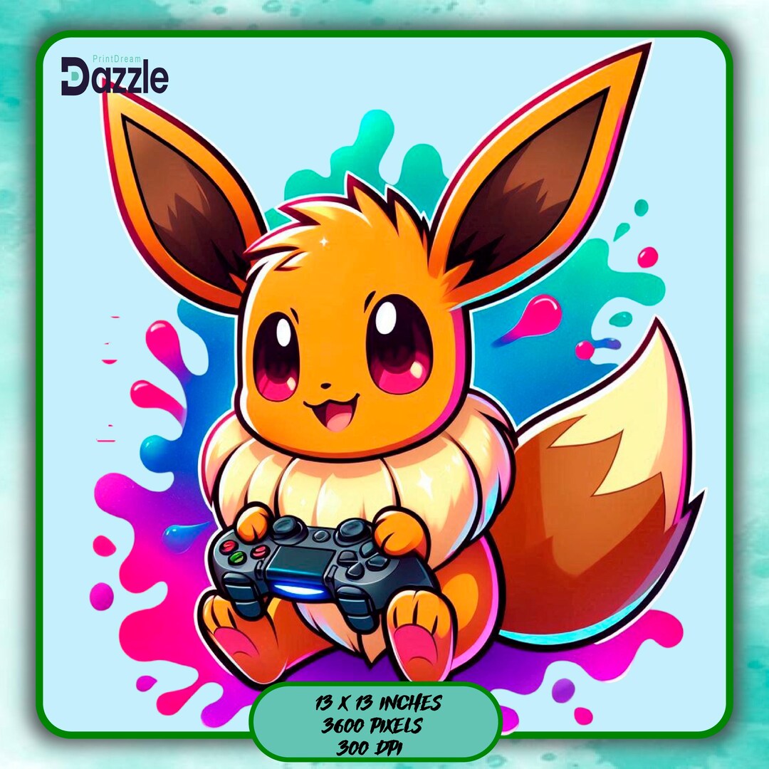 Eevee Gamer Watercolor Splash, Clipart Images, Graphics and Artwork ...