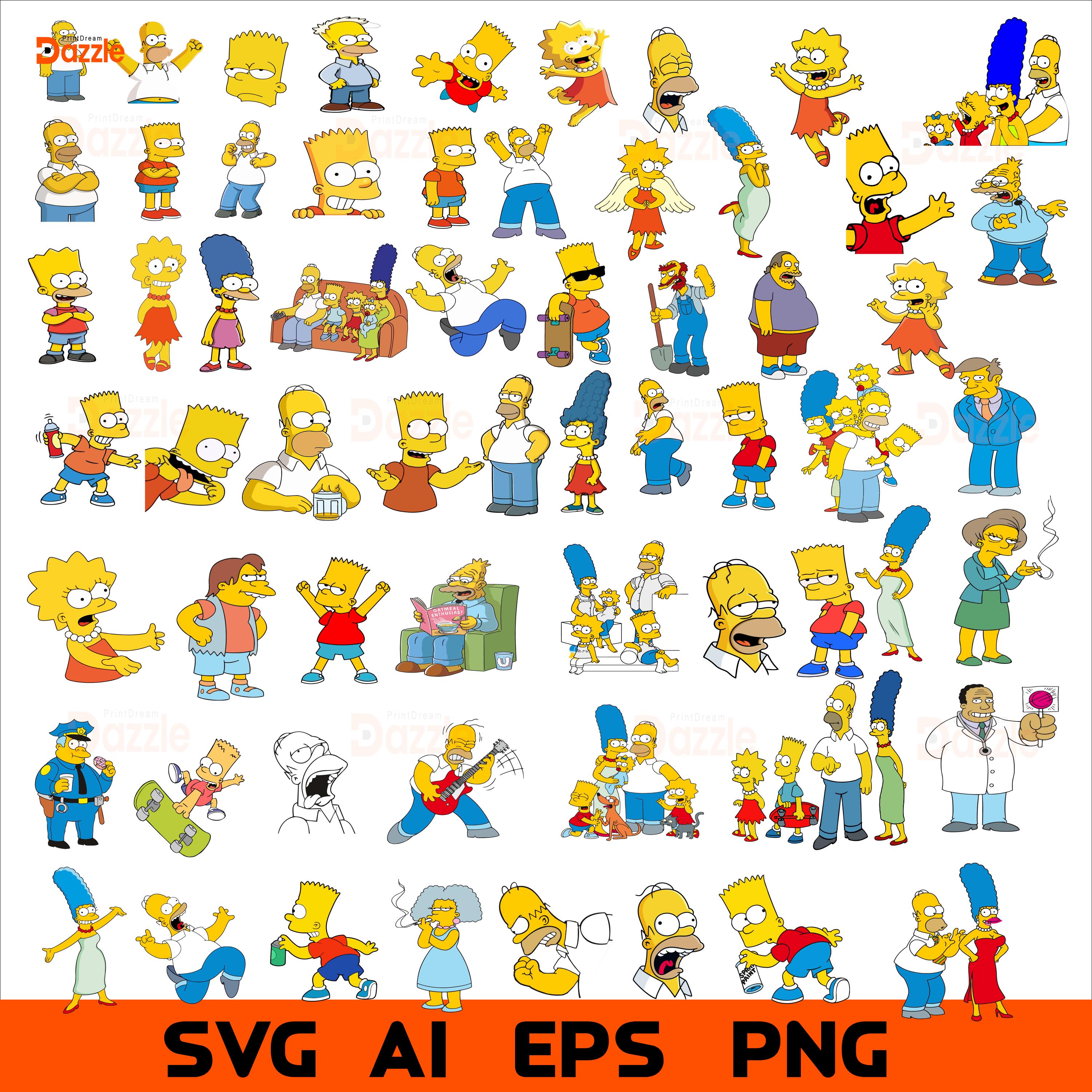 Simpsons SVG Cliparts Bundle, Craft Supply, Simpsons Svg Cut Files for ...
