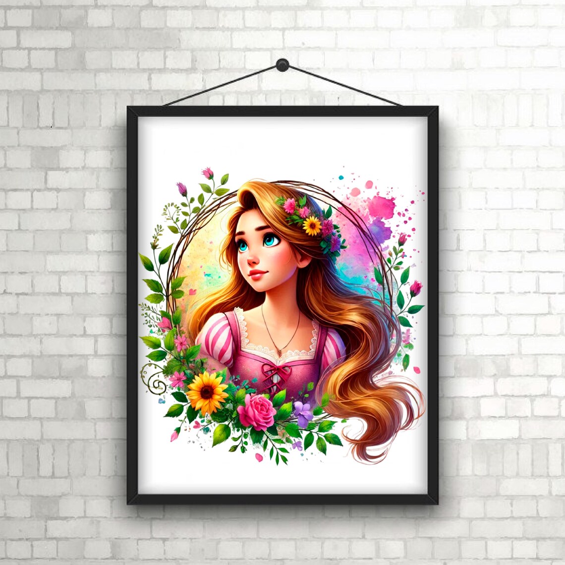 Rapunzel Frame Watercolor Splash, Clipart Images, Graphics and Artwork ...