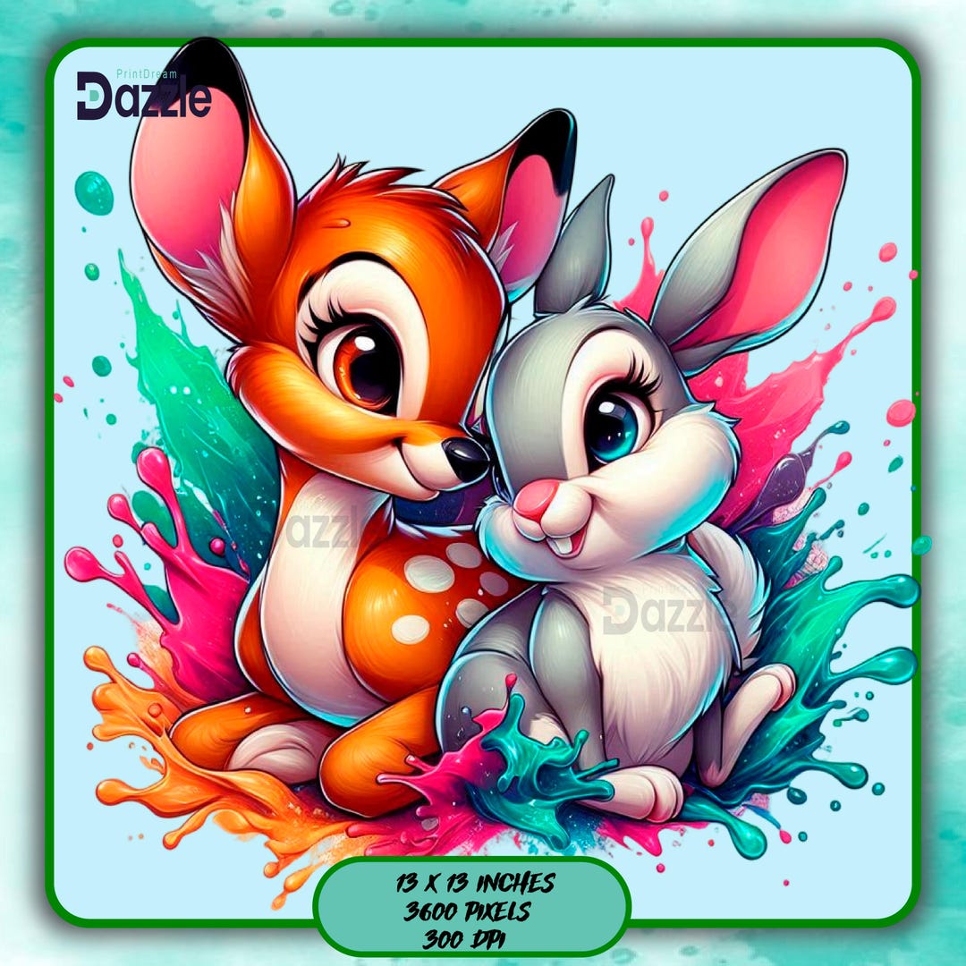 Bambi Thumper Rabbit Watercolor Splash, Clipart Images, Graphics and ...