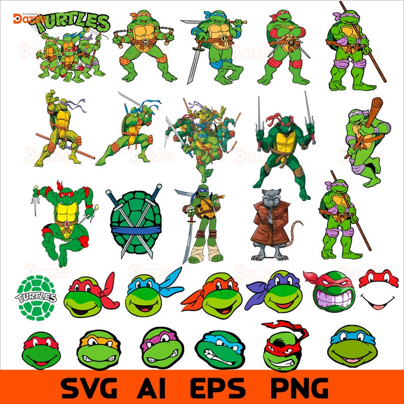 Ninja Turtles SVG Bundle, Ninja Turtles SVG PNG Clipart Bundle, Ninja ...