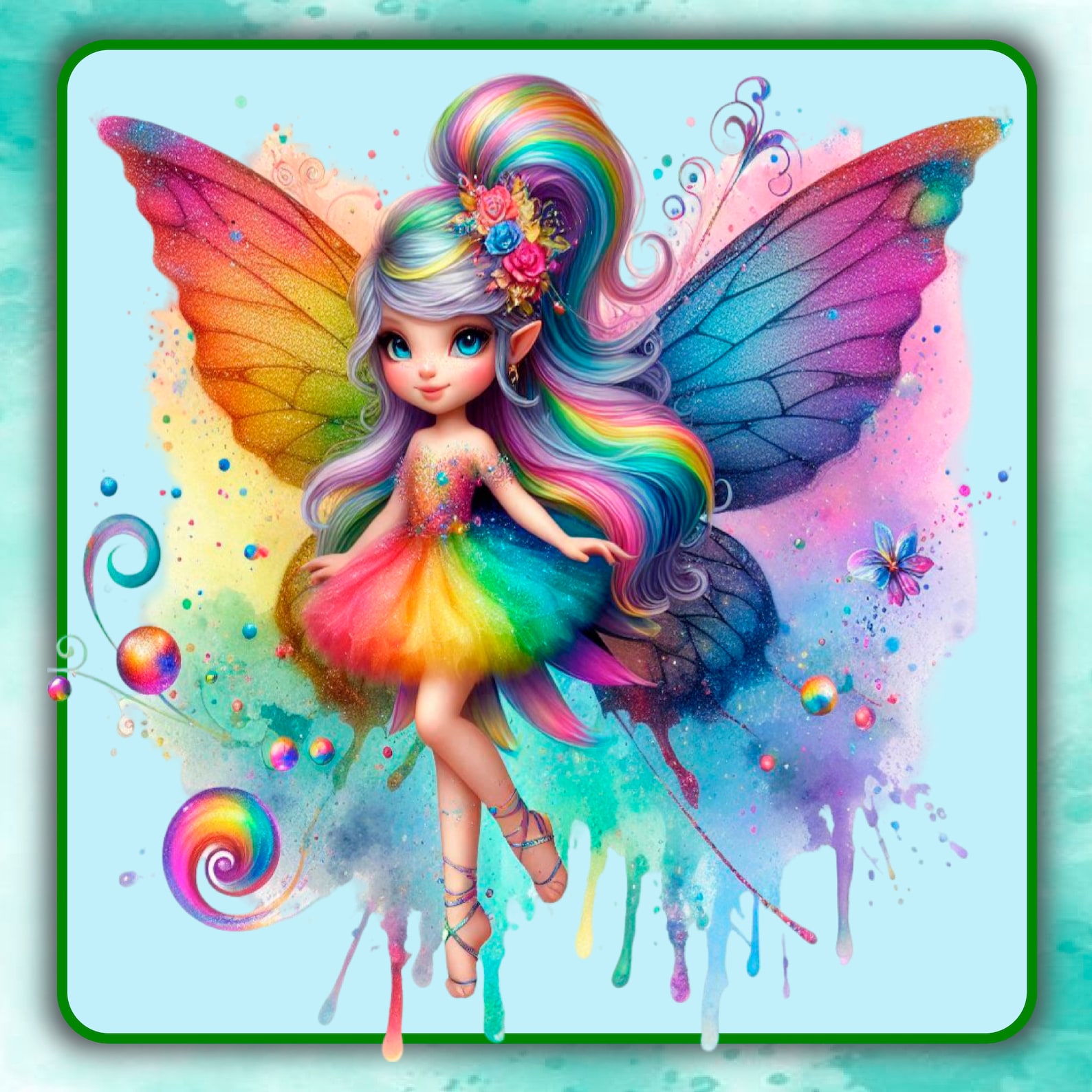 Rainbow Fairy Clipart | Vibrant Rainbow Fairy Clipart Bundle | 2 High ...