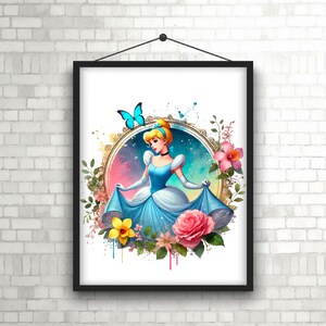 Cinderella Frame Watercolor Splash, Clipart Images, Graphics and ...