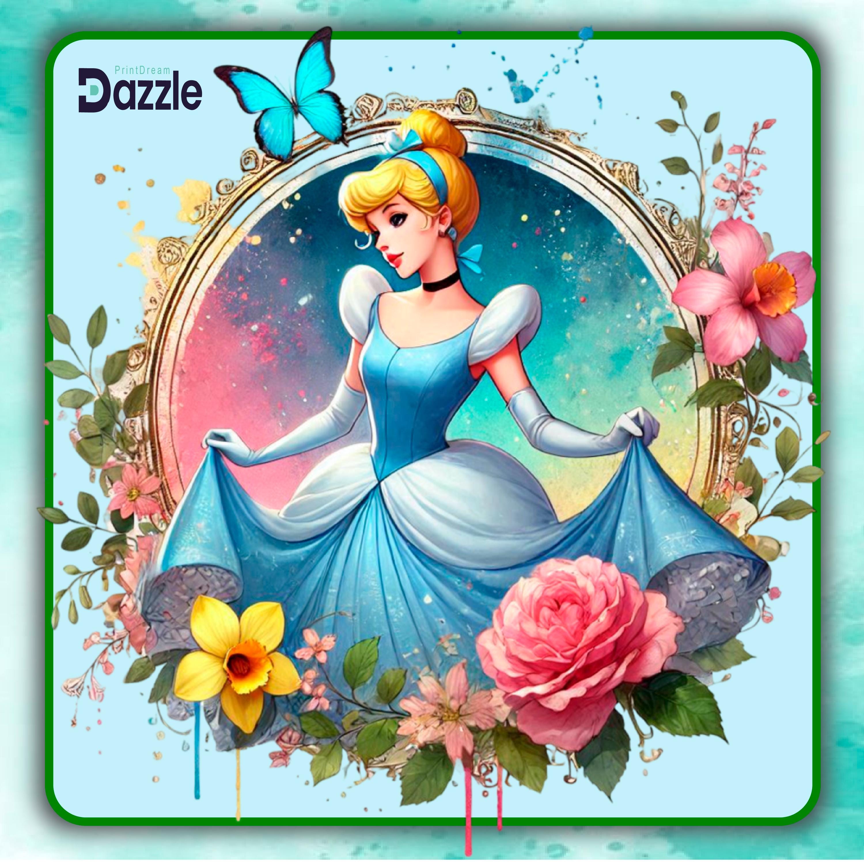 Cinderella Frame Watercolor Splash, Clipart Images, Graphics and ...