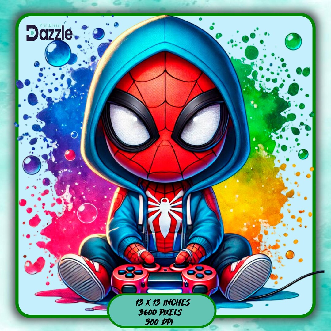 Spidey Gamer Watercolor Splash, Clipart Images, Graphics and Artwork ...