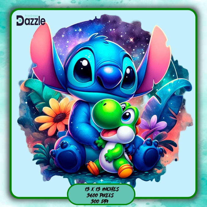 Stitch Yoshi Watercolor Splash, Clipart Images, Graphics and Artwork ...