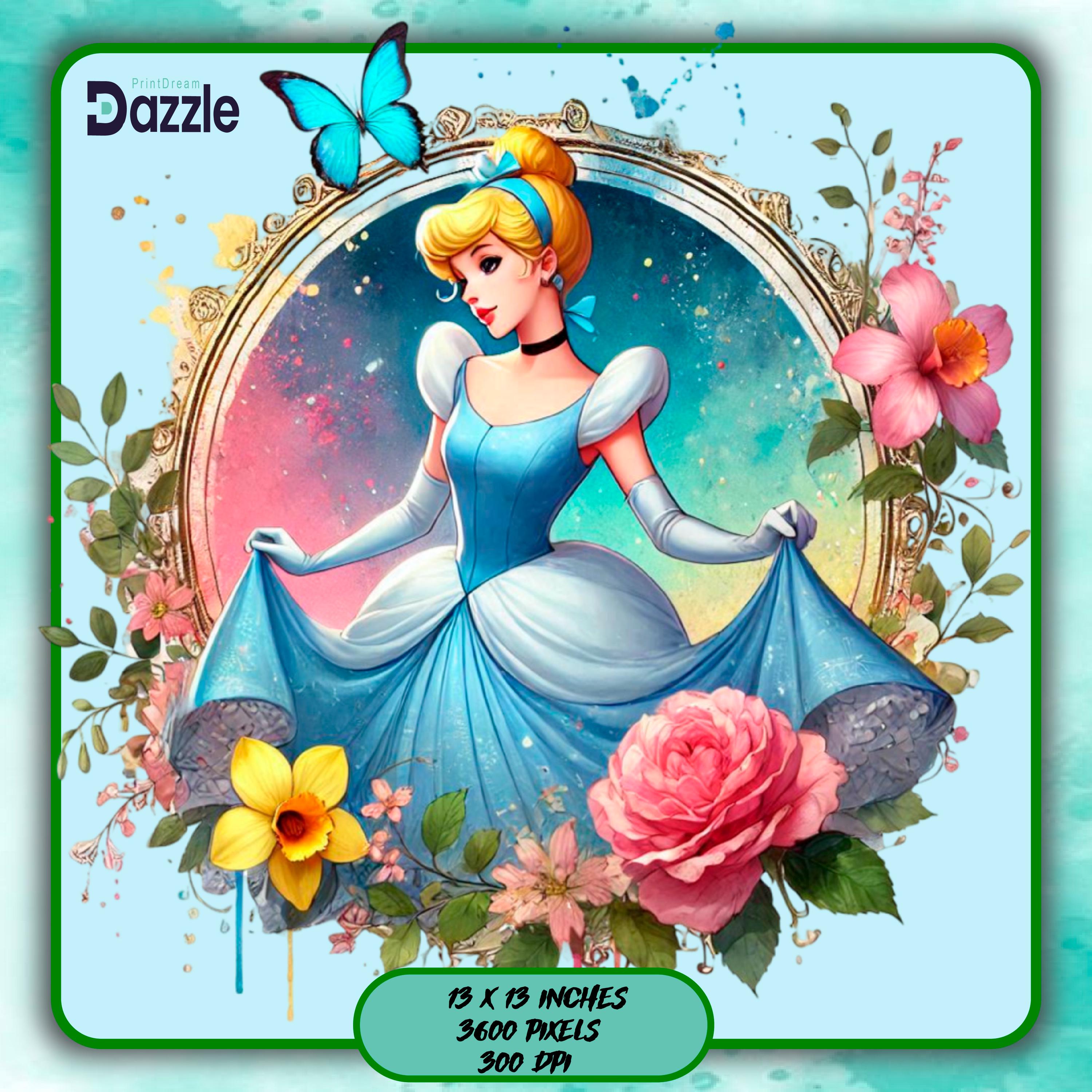 Cinderella Frame Watercolor Splash, Clipart Images, Graphics and ...