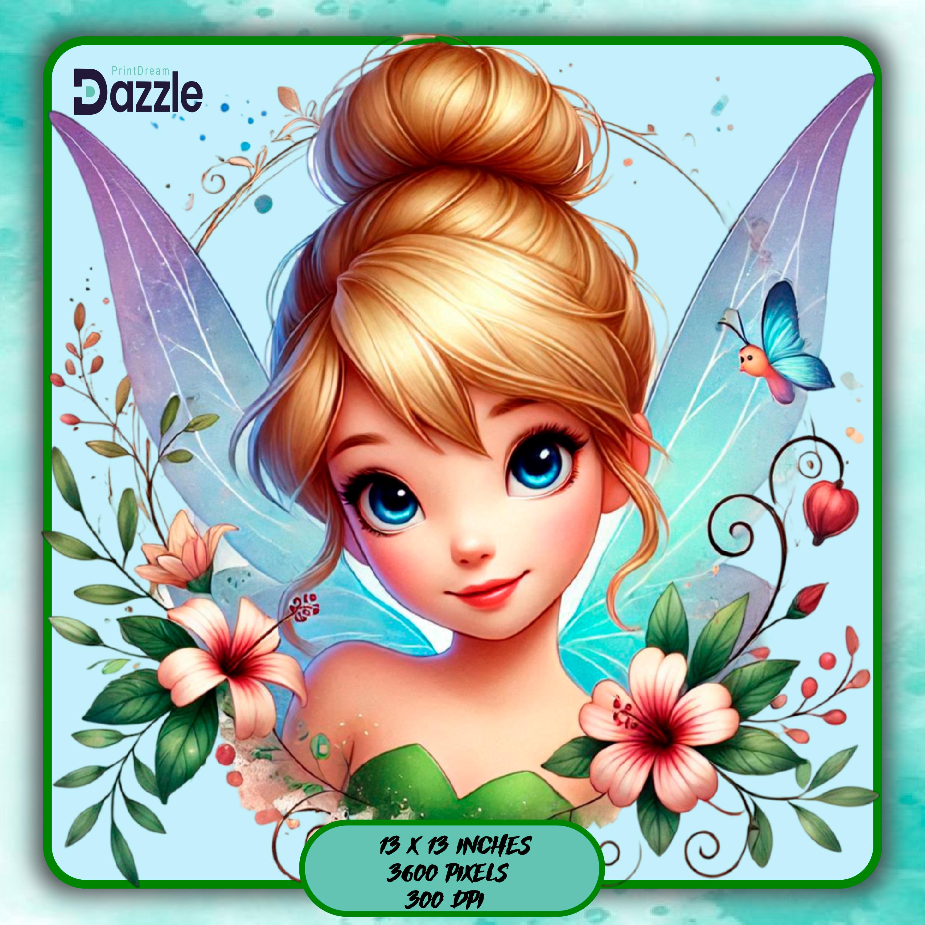 Tinkerbell Frame Watercolor Splash, Clipart Images, Graphics and ...