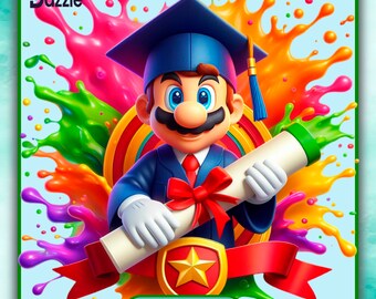Mario Diploma Graduation Watercolor Splash, Clipart Images, Graphics ...