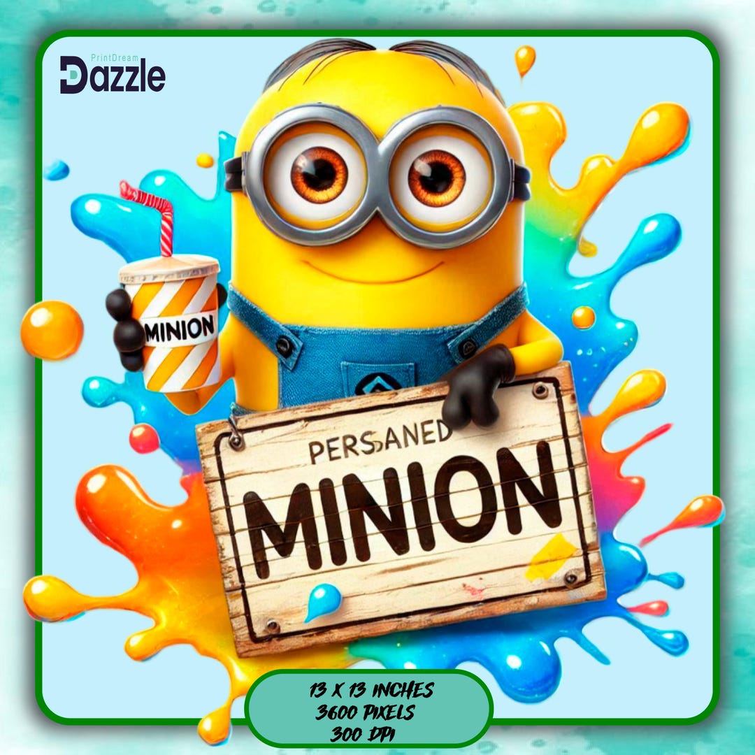 Personalized Minion Sign Watercolor Splash, Clipart Images, Graphics ...