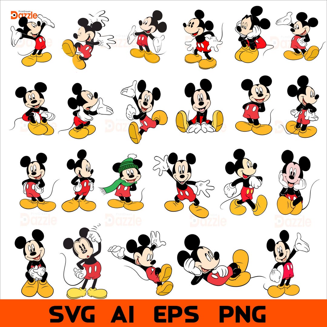 Mickey Mouse SVG Bundle, Mouse Png Bundle, Mega Mouse Png, Svg Files ...