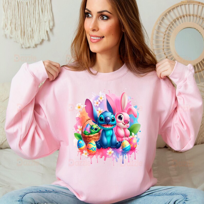 Stitch and Angel Easter Watercolor Splash, Clipart Images, Graphics and ...