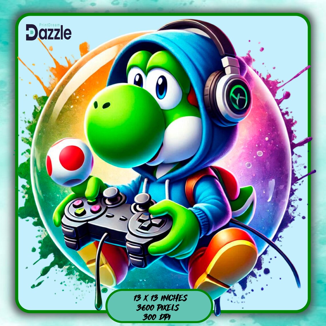 Yoshi Gamer Watercolor Splash, Clipart Images, Graphics and Artwork ...