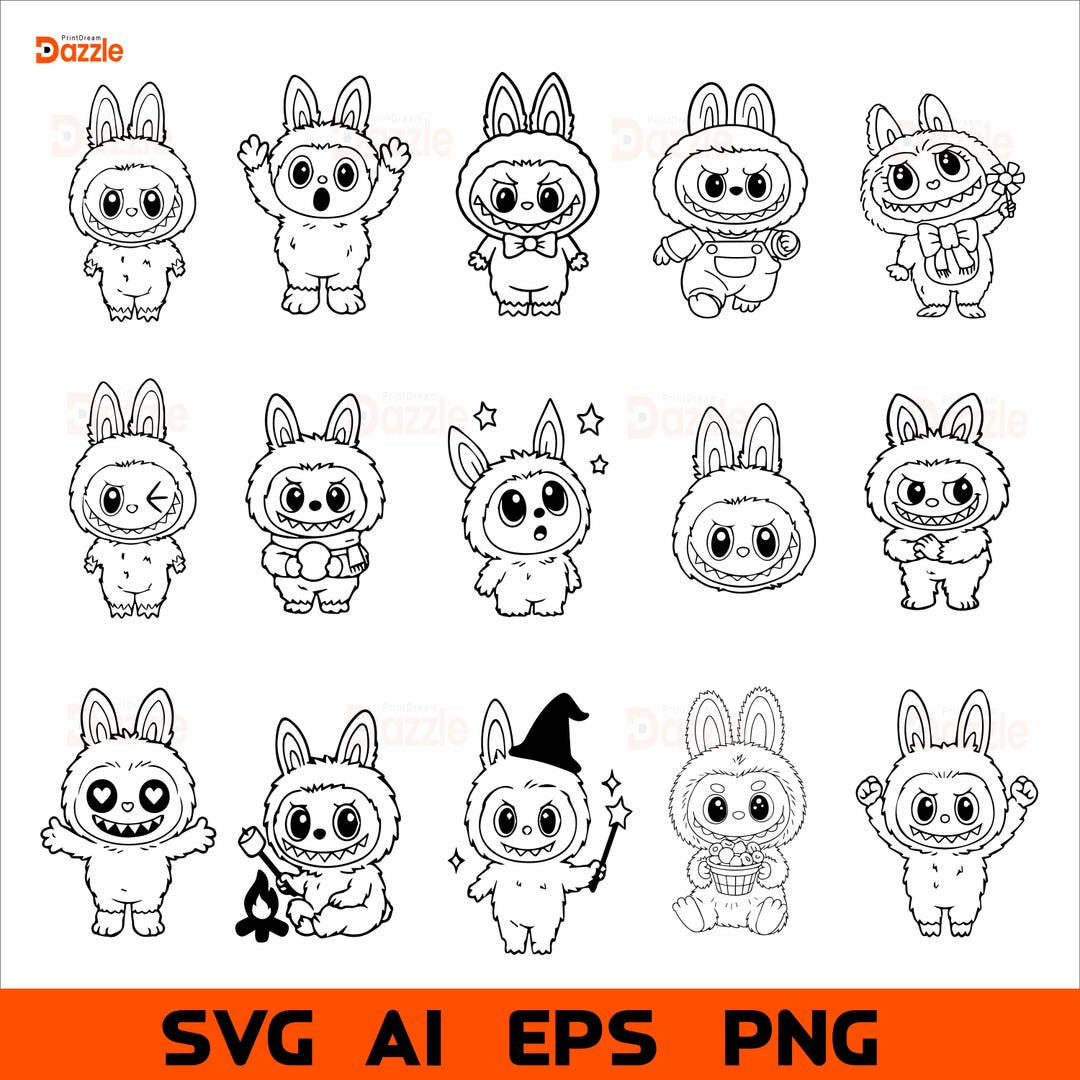 Labubu SVG Bundle ,labubu Cut Files , Cute Labubu SVG, Labubu Sticker ...
