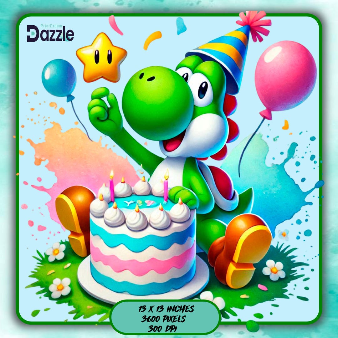 Yoshi Birthday Watercolor Splash, Clipart Images, Graphics and Artwork ...