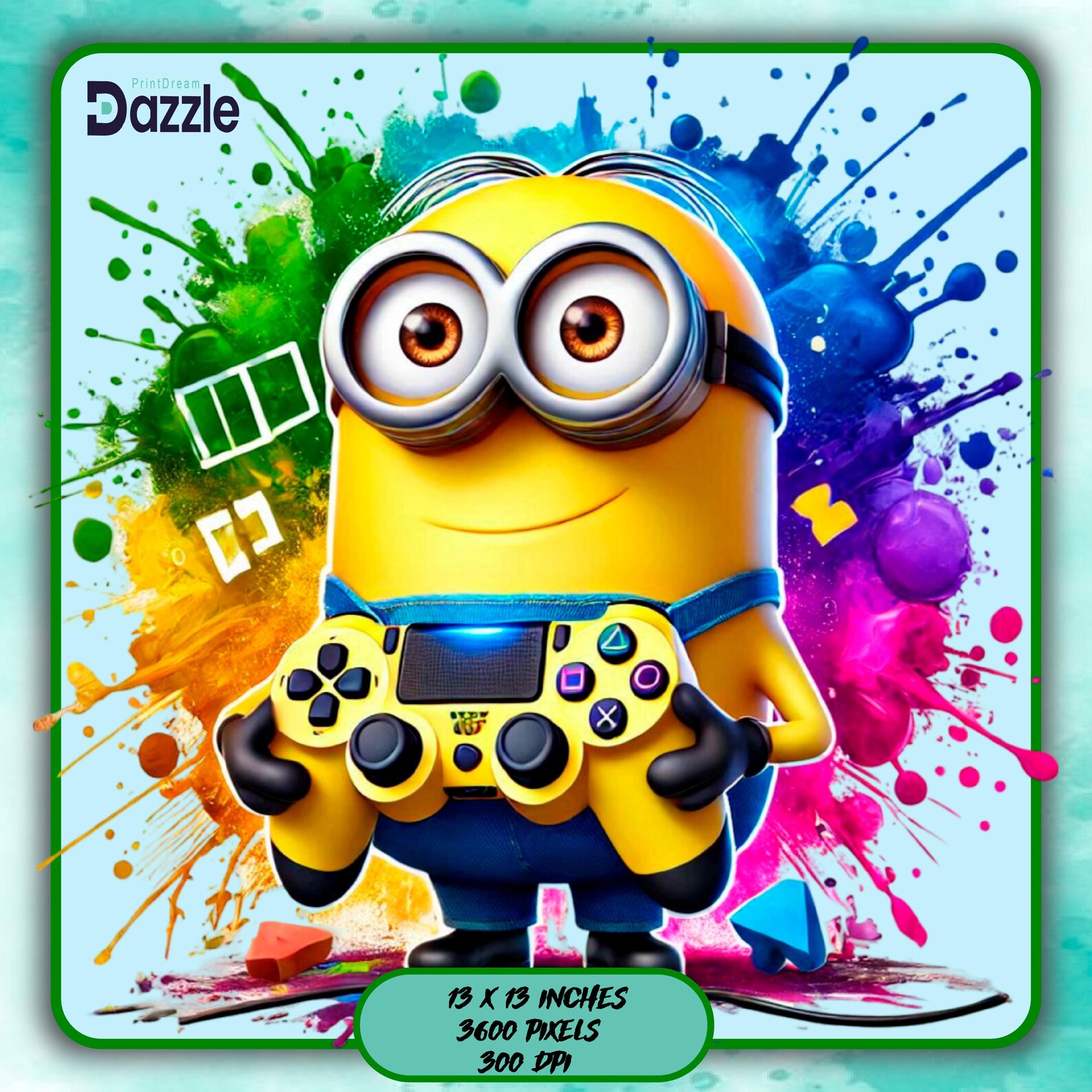 Minion Gamer Watercolor Splash, Clipart Images, Graphics and Artwork ...