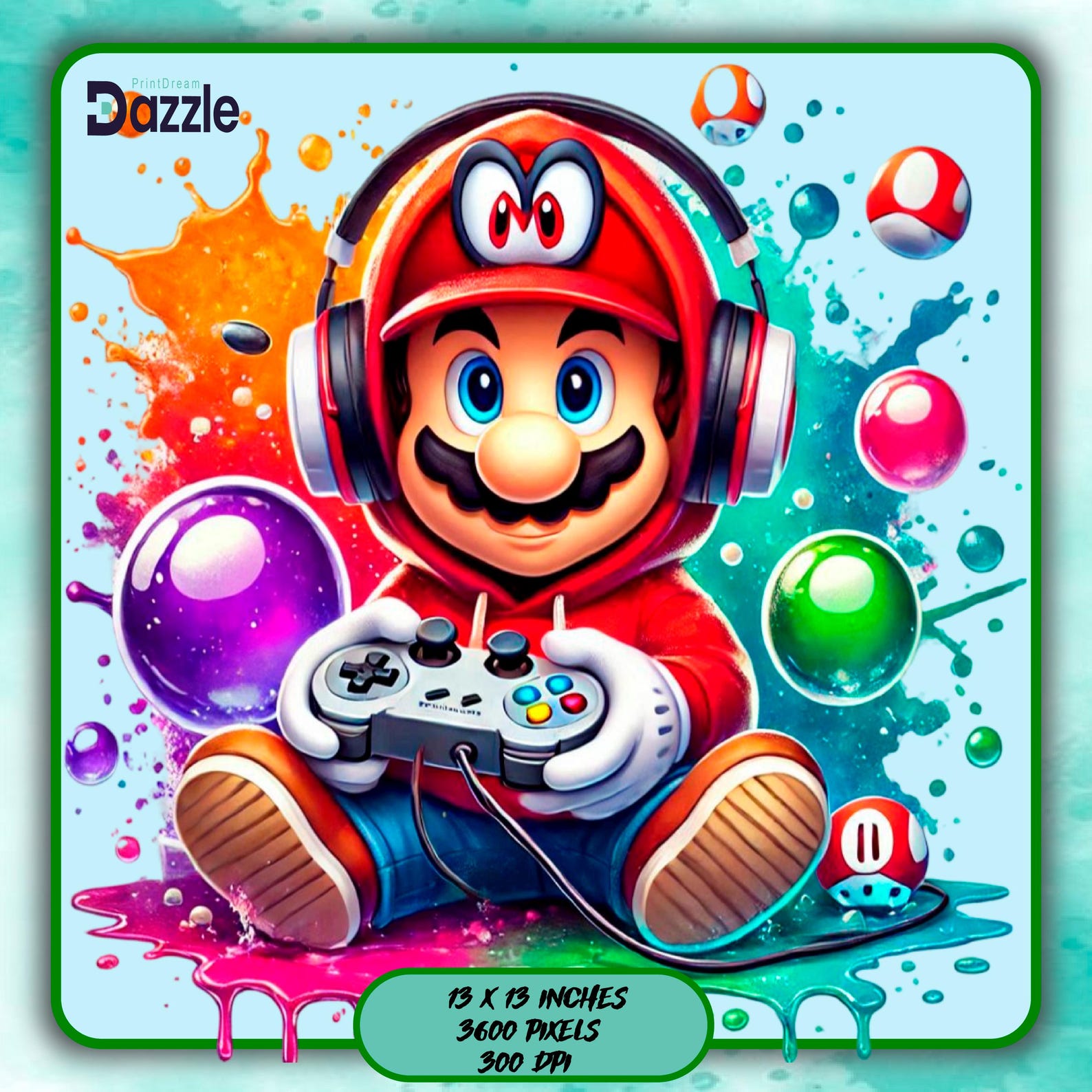 Mario Gamer Watercolor Splash, Clipart Images, Graphics and Artwork ...