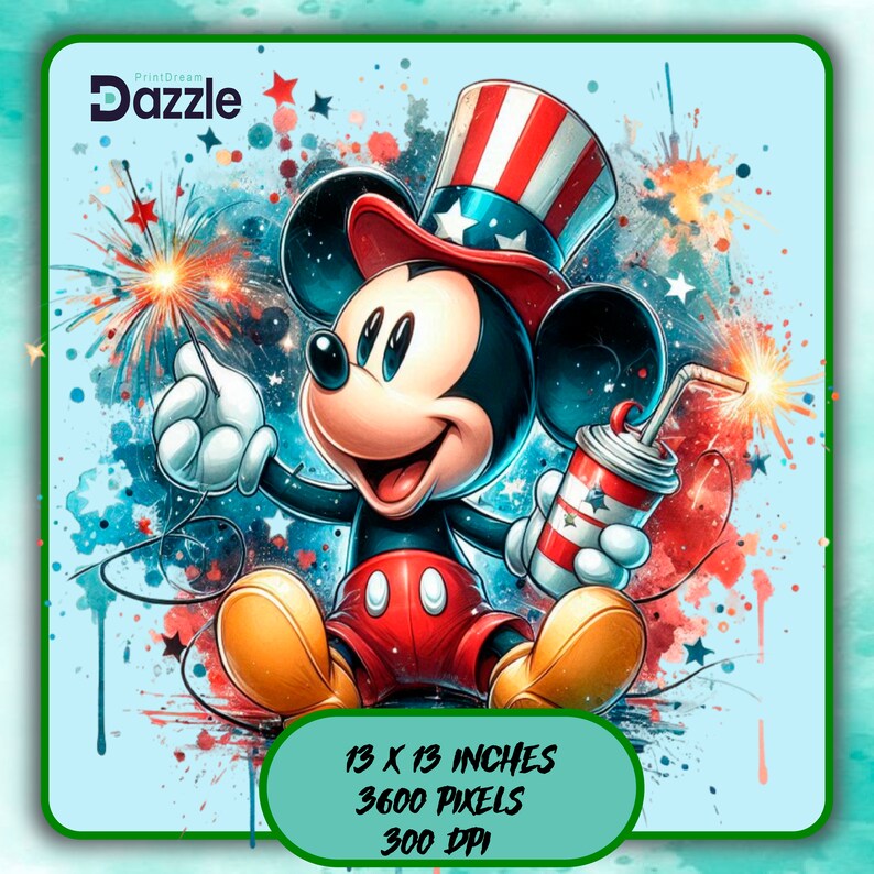 Mickey Mouse Splash and Watercolor Digital Design PNG File Sublimation ...