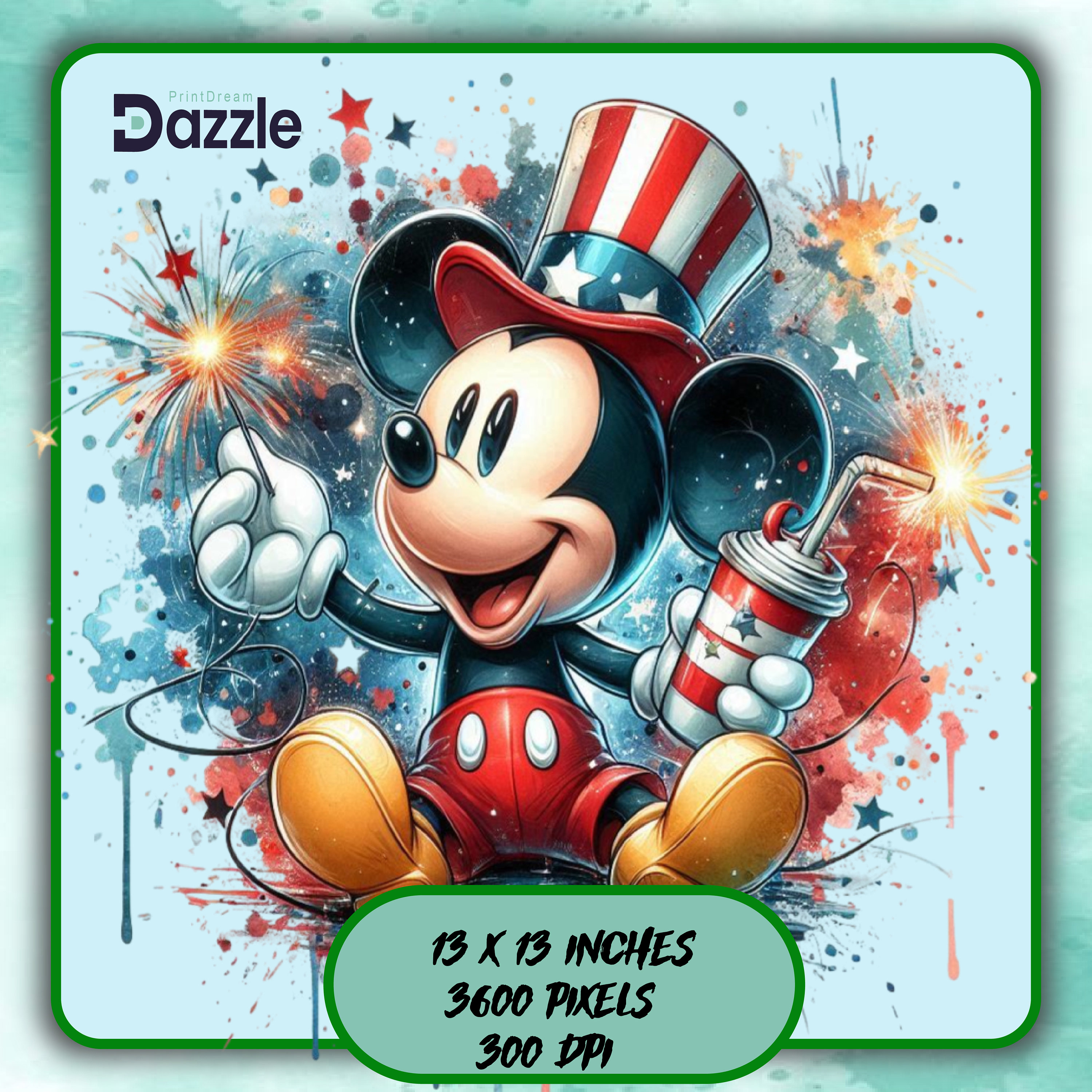 Mickey Mouse Splash and Watercolor Digital Design PNG File Sublimation ...