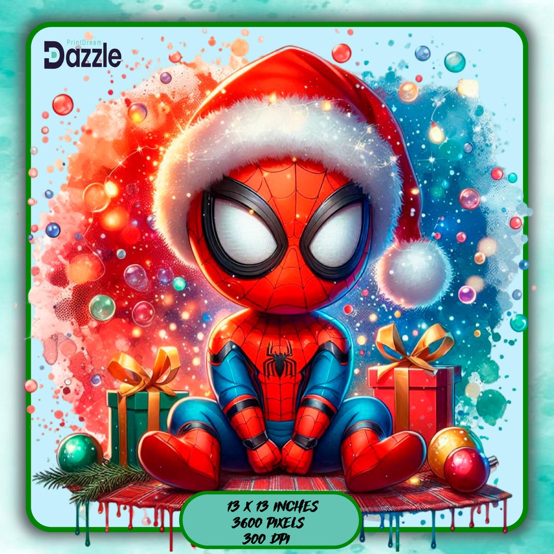 Cute Spidey Christmas Lights Watercolor Splash, Clipart Images ...