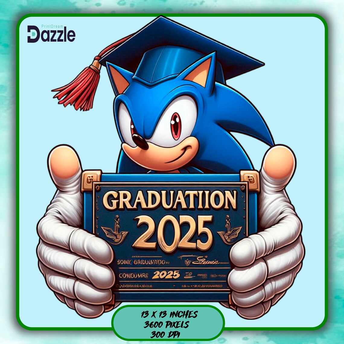 Sonic Graduation 2025 Watercolor Splash, Clipart Images, Graphics and ...