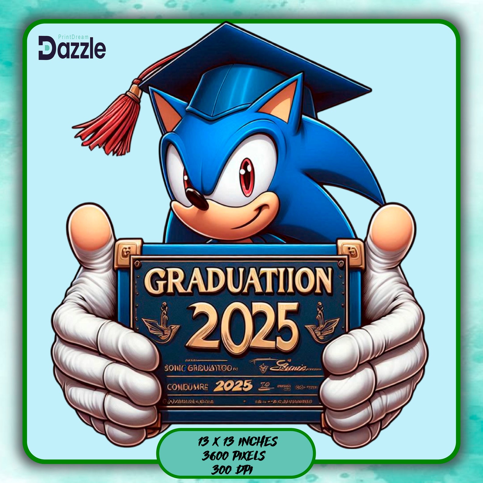 Sonic Graduation 2025 Watercolor Splash, Clipart Images, Graphics and ...