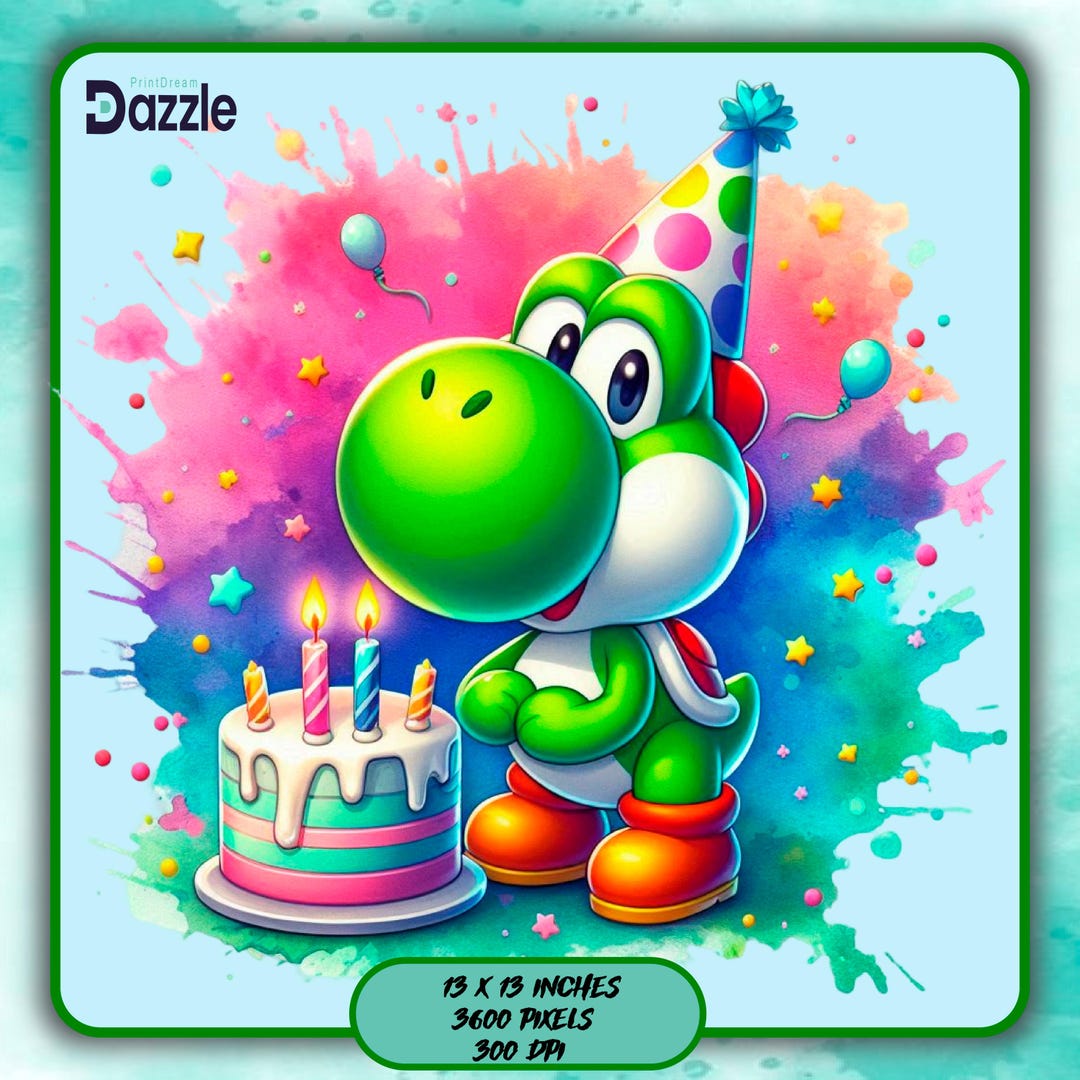 Yoshi Birthday Watercolor Splash, Clipart Images, Graphics and Artwork ...