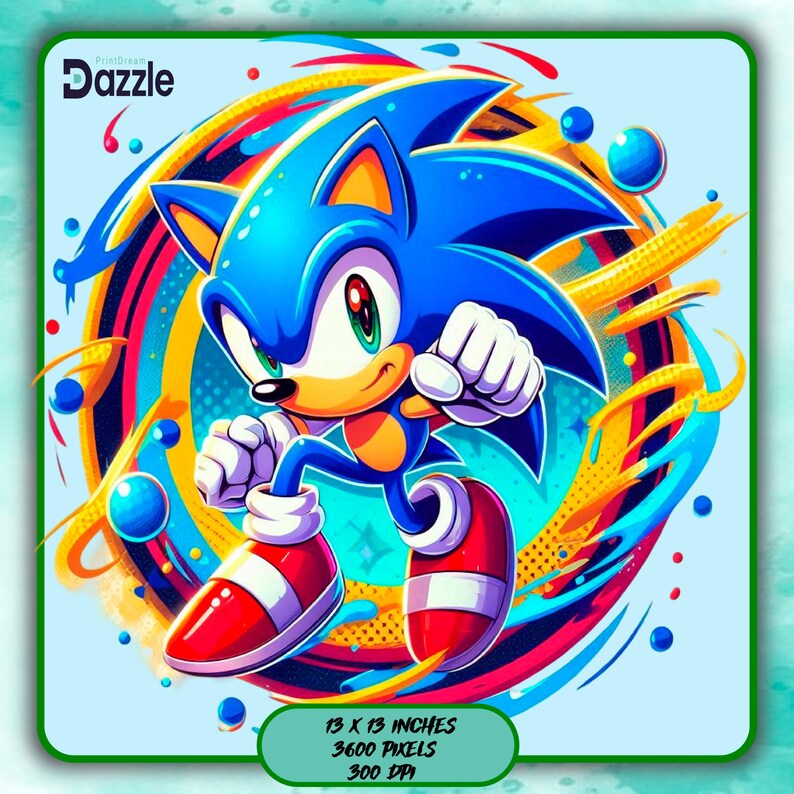 Sonic the Hedgehog Splash and Watercolor | Digital Design | PNG File ...