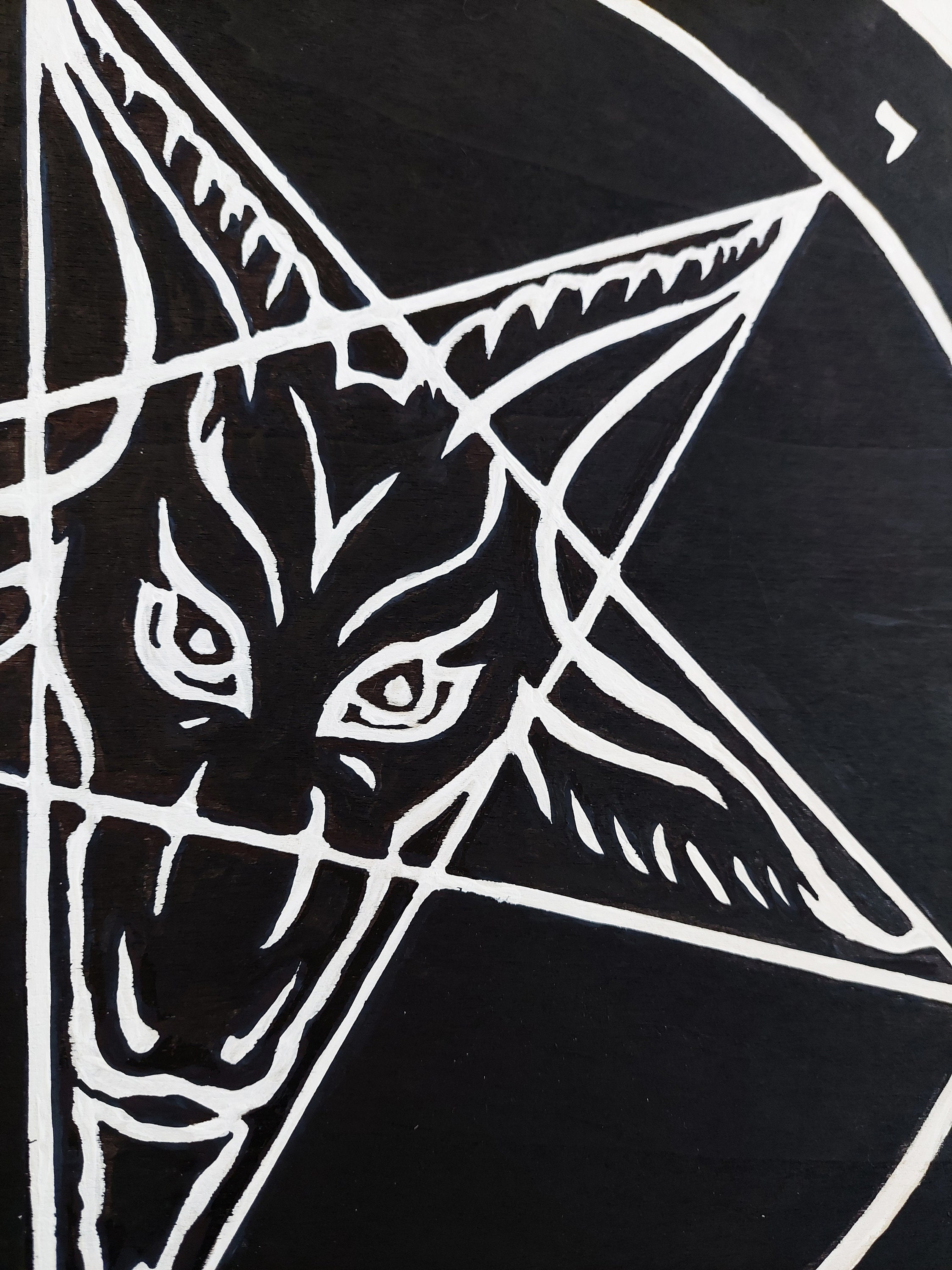 Satanic Altar Plaque 46cm Wood Painting Satanism Baphomet Pentagram - Etsy