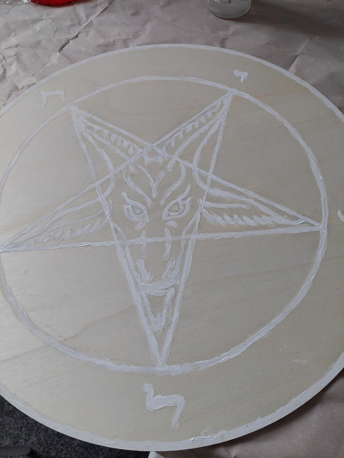 Satanic Altar Plaque 46CM Wood Painting Satanism Baphomet Pentagram (UK ...
