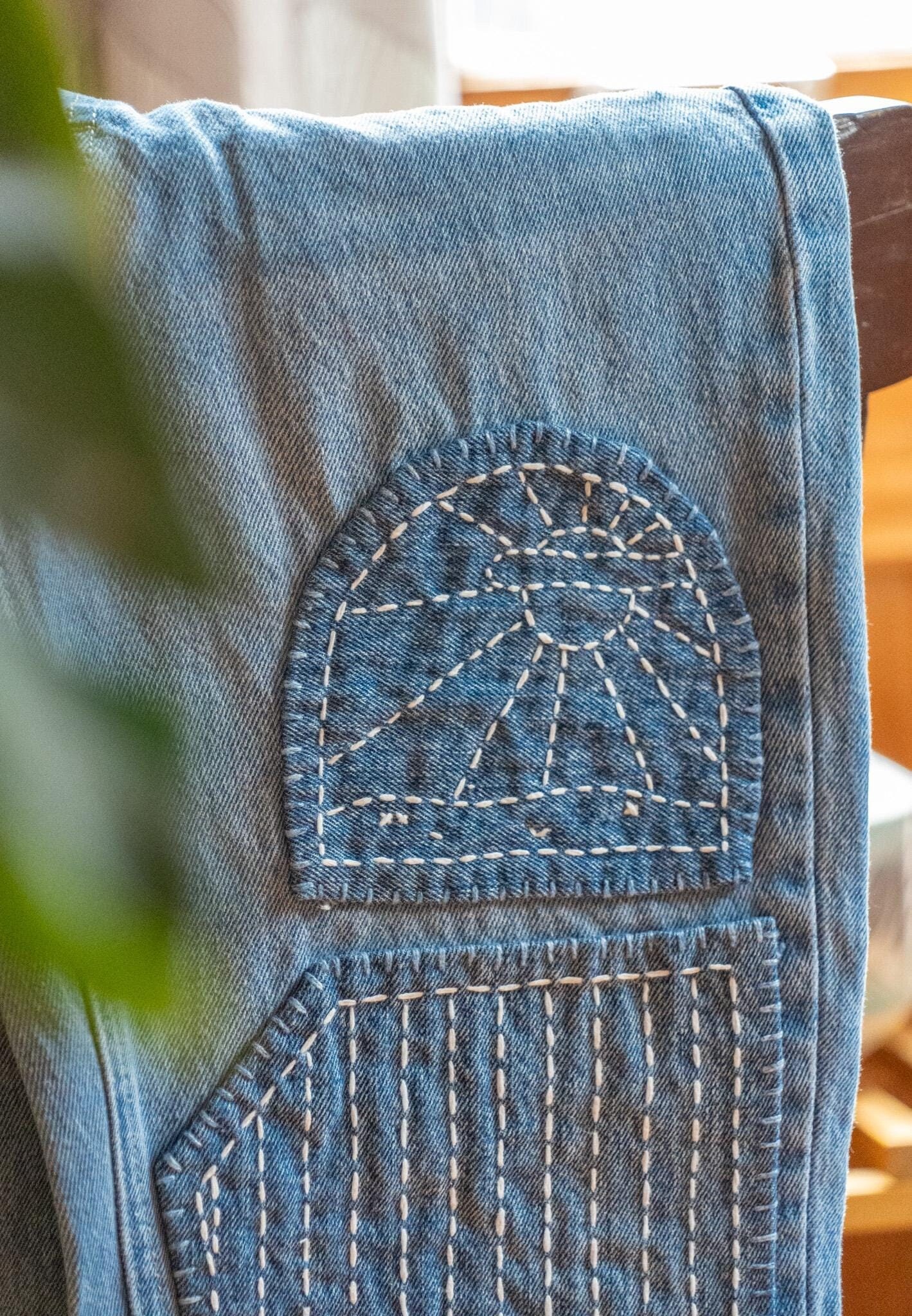 Sashiko Repaired Jeans - Etsy