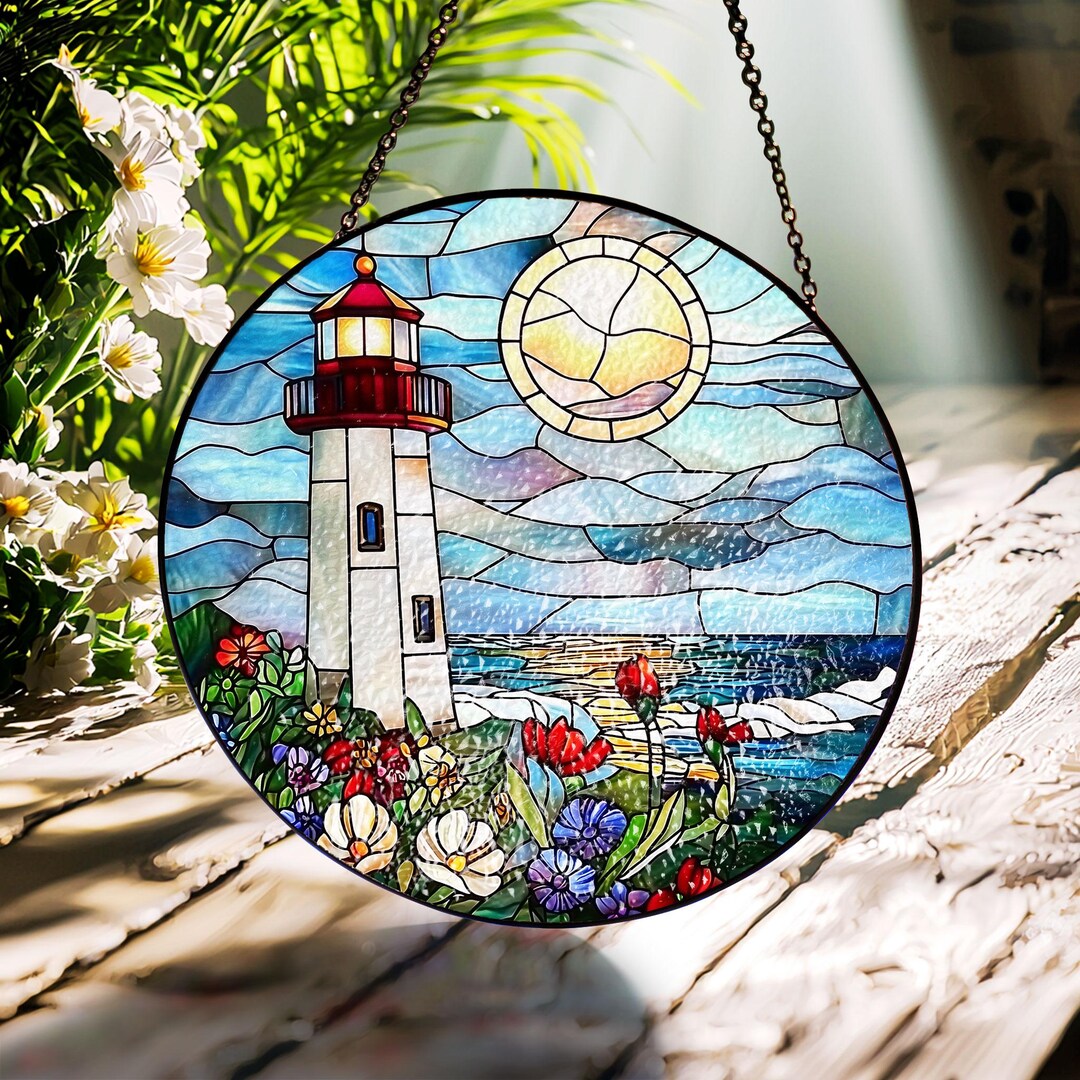 Lighthouse Stained Glass Suncatcher Handmade Sun Catcher Ornament ...